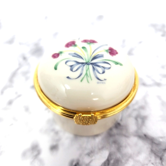 Lenox | Jewelry | Lenox Floral Trinket Box With Gold Trim | Poshmark